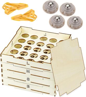 Generic Baustein-Sortiersieb, Baustein-Sortierer, tragbare Aufbewahrungsbox mit 4 Ebenen, tragbare Holzbausteine, 3 verschiedene Gr&ouml;&szlig;en f&uuml;r mehrere Bausteine