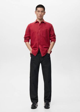 Mango Chemise regular-fit lin poche rouge - Homme - XS - MANGO MAN
