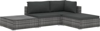 vidaXL Vidaxl - Salon de jardin 4 pcs avec coussins R&eacute;sine tress&eacute;e Gris