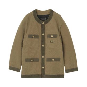 R13 Femme, Vestes, Vert, Taille: 36 FR Veste de travail surdimensionn&eacute;e avec garniture en velours c&ocirc;tel&eacute;