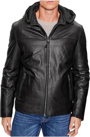 Milestone Homme, Vestes, Noir, Taille: L Veste en cuir r&eacute;versible avec style doudoune