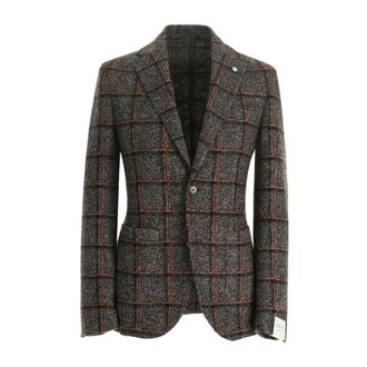 L.B.M. 1911 Zeitlose karierte Strickjacke - - Jackets - Herren - Braun - 2XL