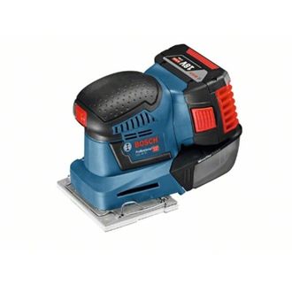 Bosch gss 18V-10 Vibrationsschleifer - 2 Batterien 18V 5.0Ah, Ladeger&auml;t und Koffer + 3 Schleifbl&auml;tter und 3 Platten - 06019D0201