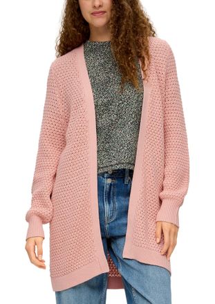 s.Oliver Damen 2138023 Lange Strickjacke mit Strickmuster, Rosa, XL