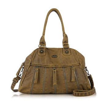 Angel Kiss Sac &agrave; main pour femme - En cuir synth&eacute;tique souple - Style vintage, marron fonc&eacute;