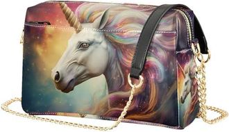 Mnsruu Sacs à bandoulière pour femme, sac à main en cuir motif licorne ciel étoilé