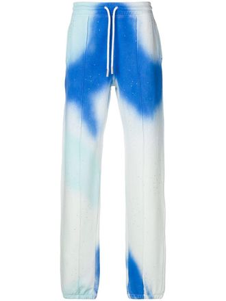 Off-white pantalon droit &agrave; imprim&eacute; tie dye - Bleu