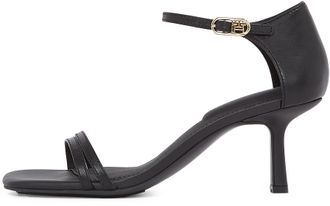 Tommy Hilfiger Damen Sandalen mit Absatz Kitten Heel Leather Sandalette, Schwarz (Black), 39