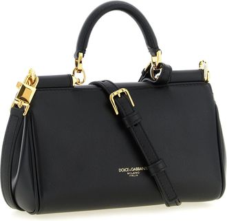 Dolce & Gabbana My Sicily Calfskin Leather Top Handle Bag - Black