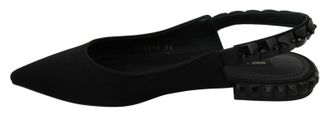 Dolce & Gabbana Womens Black Flats Slingback Charmeuse Shoes Silk Viscose Elastane