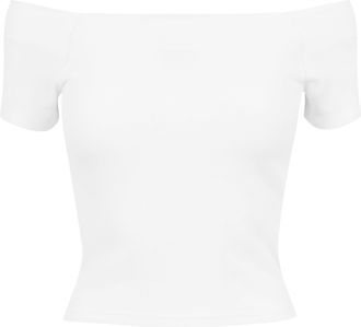 Urban Classics Damen T-Shirt Ladies Off Shoulder Rib Tee TB1500, Gr. X-Small, Wei&szlig; (White 220)