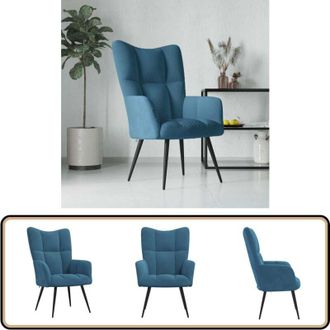 vidaXL Relaxsessel Blau Samt - Samtsessel - Blau - Wohnlounge - Armchair - Bequemlichkeit