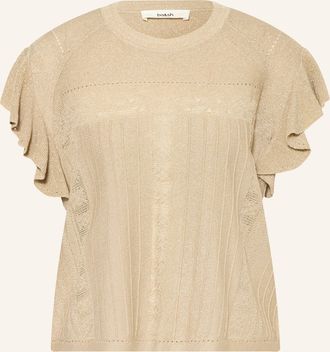 BA&SH Ba&Sh Strickshirt Mit Glitzergarn Und Volants beige