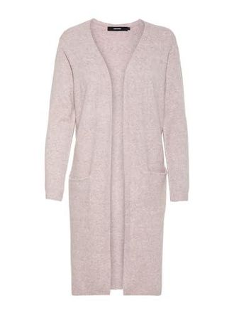 Vero Moda Vero Moda NOS Femme Vmdoffy Ls Long Open Cardigan Noos Gilet Not Applicable, Rose (Woodrose Detail: Mélange), 36 (Taille Fabricant: X-Small)