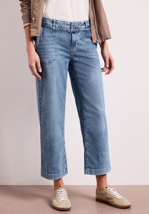 Street One Loose-fit-Jeans STREET ONE Style Emee, Damen, Gr. 27, L&auml;nge 26, mid blau random wash, Denim/Jeans, Obermaterial: 57% Baumwolle, 20% Polyester, 20% Vis