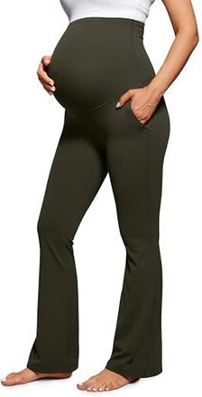 CRZ YOGA Butterluxe Legging &Eacute;vas&eacute; de Maternit&eacute; avec Poches Yoga Entra&icirc;nement Pantalon - 79cm Olive Verte 44