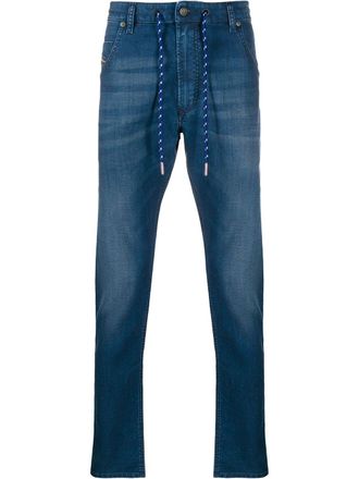 Diesel jean droit &agrave; lien de resserrage - Bleu