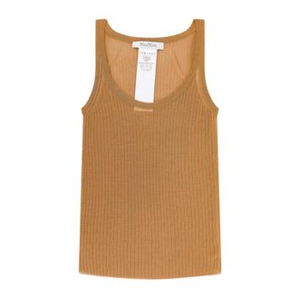 Max Mara Seiden-Rundhals-Top ohne &Auml;rmel - - Tops - Damen - Braun - M