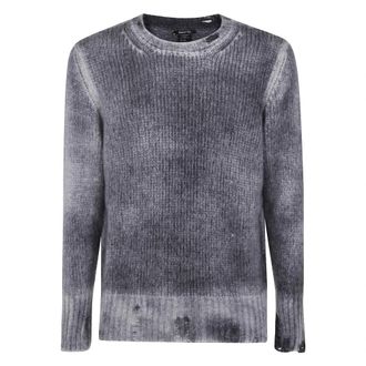Avant Toi Kaschmir Seiden Pullover mit Zerst&ouml;rten Kanten - - Knitwear - Herren - Grau - M