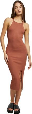 Urban Classics Damen Ladies Midi Rib Knit Crossed Back Dress Kleid, Terracotta, X-Large