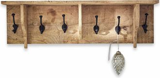 Loberon Garderobe Boetica, elegant-Klassische Optik, praktische Doppelhaken, Ordnungshelfer, Hakenboard, Mangoholz, Eisen, antikbraun