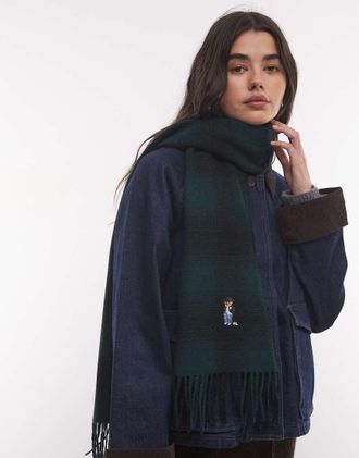 Polo Ralph Lauren &eacute;charpe &agrave; imprim&eacute; tartan de f&ecirc;tes vert fonc&eacute;