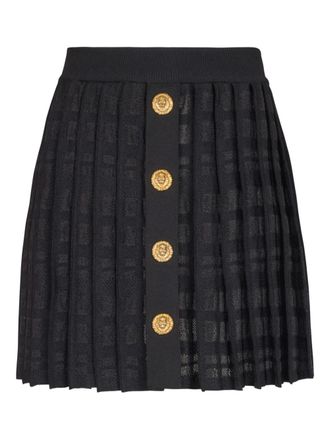Balmain plaid-check pleated skirt - Schwarz