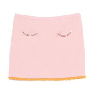 Casablanca Jupe courte en maille avec d&eacute;tails brod&eacute;s - Femme - Jupes - Rose - Taille: 38 FR