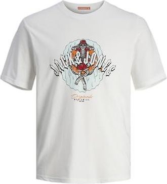 Jack & Jones Jorcoconut Skull Tee SS Crew Neck T-Shirt, Blanc éclatant, S Homme