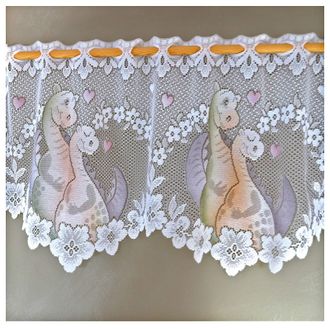 Heimtexland Scheibengardine Dino Bunt Kinderzimmer Gardine Dinosaurier Bistrogardine HxB 33 x 145 Typ669