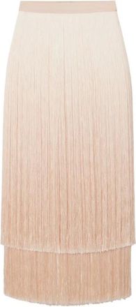 Elisabetta Franchi Femme, Jupes, Beige, Taille: 42 FR Fringe Midi Skirt