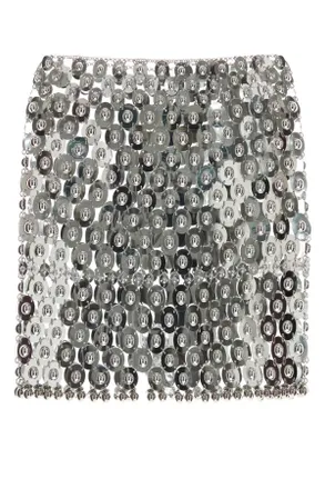 Paco Rabanne Metal-Disc Embellished Knit Mini Skirt - Silver