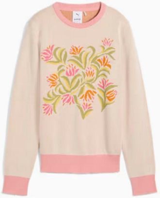 Puma Trainingspullover Puma Pullover Dani Dazey Beige-Gemustert Damen