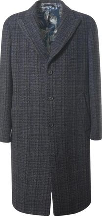 Etro Woll- und Kaschmirmantel mit Karomuster - - Coats - Herren - Blau - M