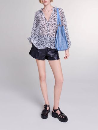 Maje Bluse Mit Blumen-print - Imprime Marguerite Bleu - Gr&ouml;&szlig;e 36 - Maje