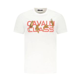 Cavalli Homme, Tops, Blanc, Taille: M Tee-shirt léopard pour homme