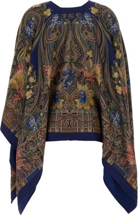 Etro Wool-Blend Floral Cape - Multicolor