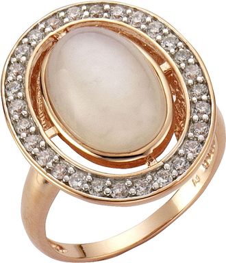 Zeeme Gemstones Ring Silber 925 ros&eacute; vergoldet mit echtem Mondstein Zirkonia