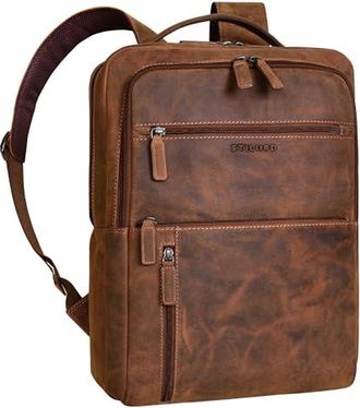 STILORD Brad Cuir Sac &agrave; Dos pour Ordinateur Portable 15.6 Pouces Vintage Business Backpack Hommes Femmes Grand Sac a dos pour travail bureau et voyages, Coule