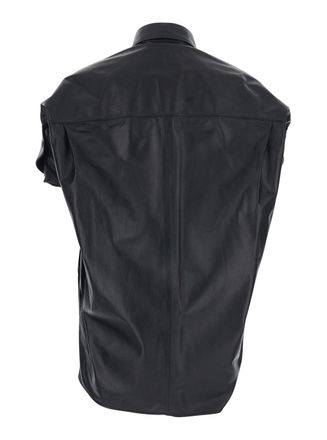 Balenciaga Womens Shirt Black Lamb Leather Blouses