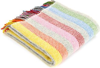 Tweedmill &Uuml;berwurf aus reiner Schurwolle, Regenbogengrau gestreift, hergestellt in Gro&szlig;britannien