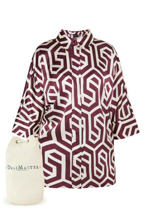 Dreimaster Dreimaster Hemdbluse + Einkaufstasche - SET Damen Wollweiss Bordeaux