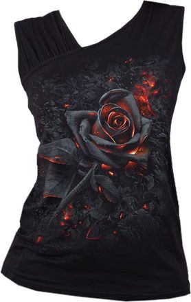 Spiral Burnt Rose Frauen Top schwarz S 95% Viskose, 5% Elasthan Rockwear