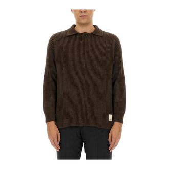 Emporio Armani Gerippter Strick-Polo-Pullover - - Knitwear - Herren - Braun - XL