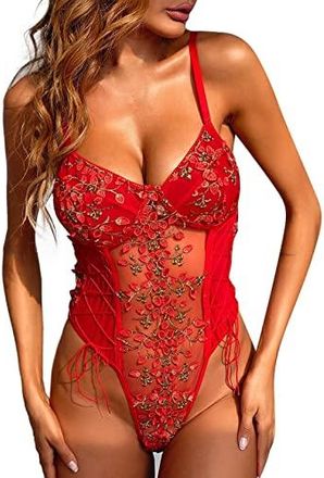 Generic Bustier Dentelle Femme Ensemble sous V&ecirc;Tement Femme Marque Body Femme Manche Courte Bustier Chic pour Soir&eacute;E Ensemble sous Vetement Mere Noel Body Fem