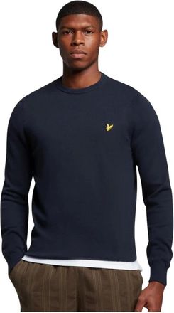 Lyle & Scott Homme, Pulls, Bleu, Taille: 2XL Pull en Coton Col Rond Bleu Marine
