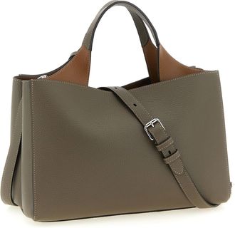 Tod's Hammered Calf Leather Top Handle Bag - Taupe