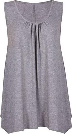 WearAll Débardeur long sans manches à col rond pour femme - Taille 36-54, gris argenté, 52/54 gramde taille