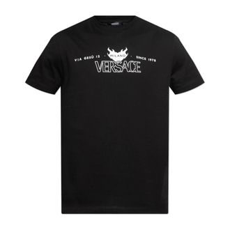 Versace Logo T-Shirt - - Tops - Herren - Schwarzk - M