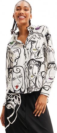Desigual Womens Woman Woven Shirt Long Sleeve Blouse, White, Medium